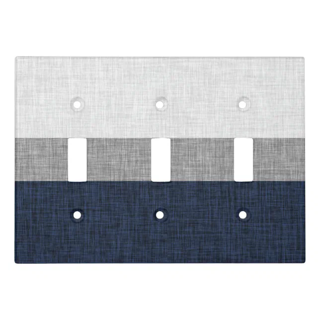Dark Blue Grey Ash White Simple Stripe Light Switch Cover | Zazzle