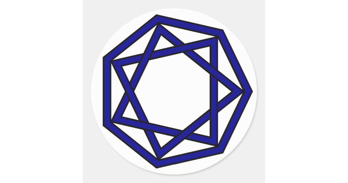 Dark Blue Heptagram in Heptagon Classic Round Sticker | Zazzle
