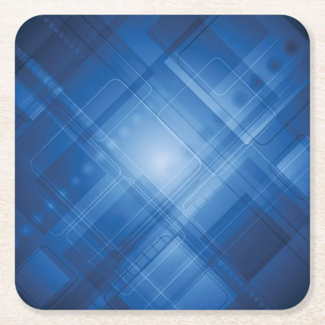 Dark blue hi-tech background square paper coaster | Zazzle