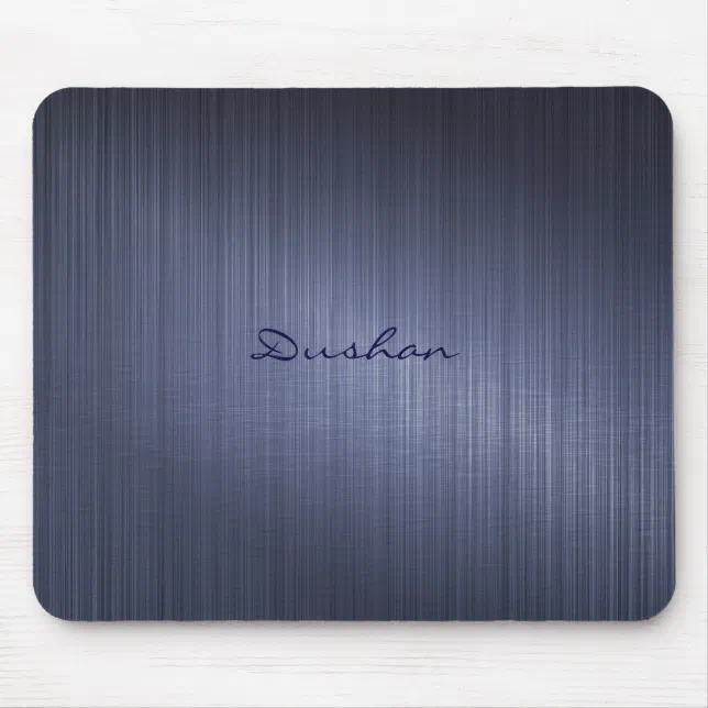 Dark Blue Metallic Design Brushed Aluminum Look Mouse Pad | Zazzle