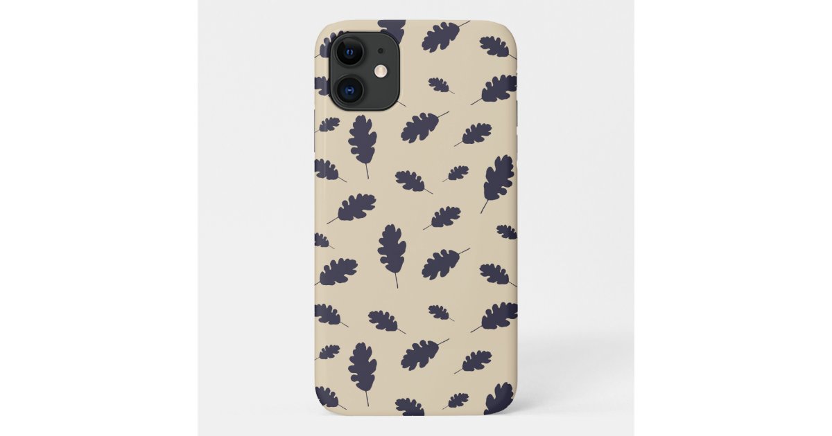 Dark blue oak leaves pattern on beige background Case-Mate iPhone case ...