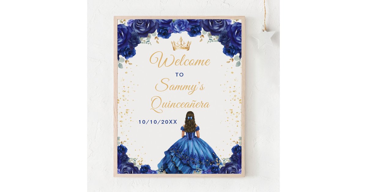 Dark Blue Princess Quinceañera Welcome Poster | Zazzle