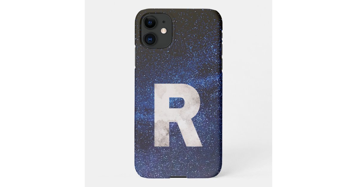 Dark Blue Space Galaxy Letter R iPhone Case | Zazzle