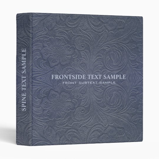 Dark Blue Suede Leather Look Embossed Flowers Binder | Zazzle.com