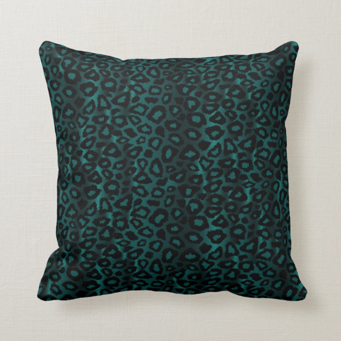 Dark Blue Teal Leopard Animal Print Throw Pillow | Zazzle.com
