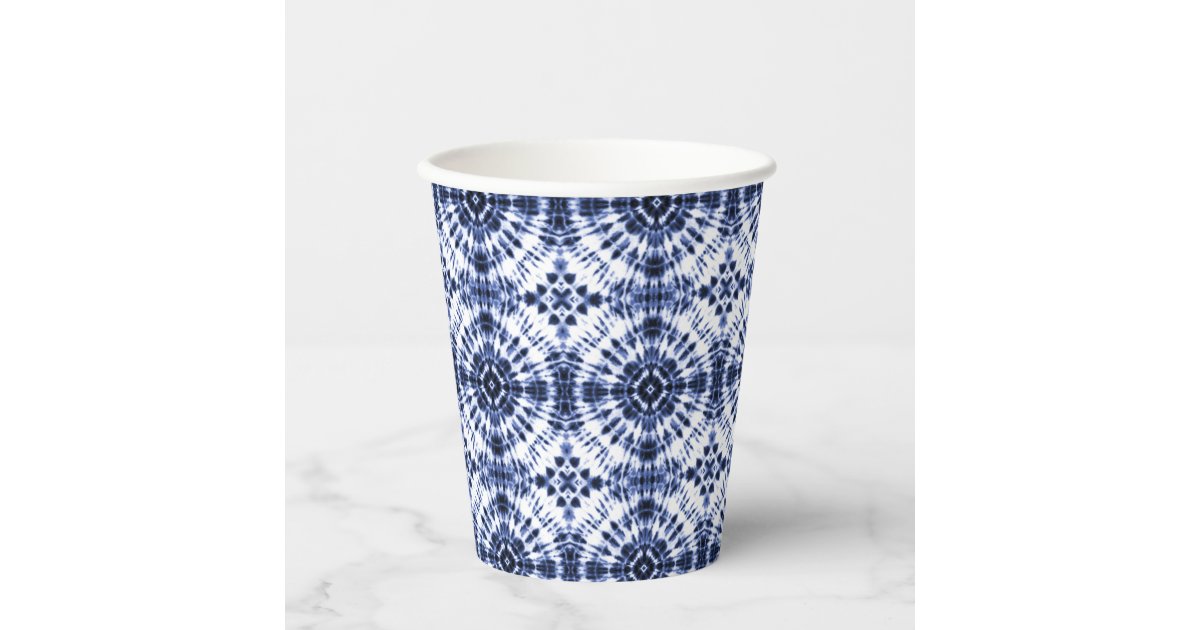 Dark Blue Tie Dye Pattern Paper Cups | Zazzle