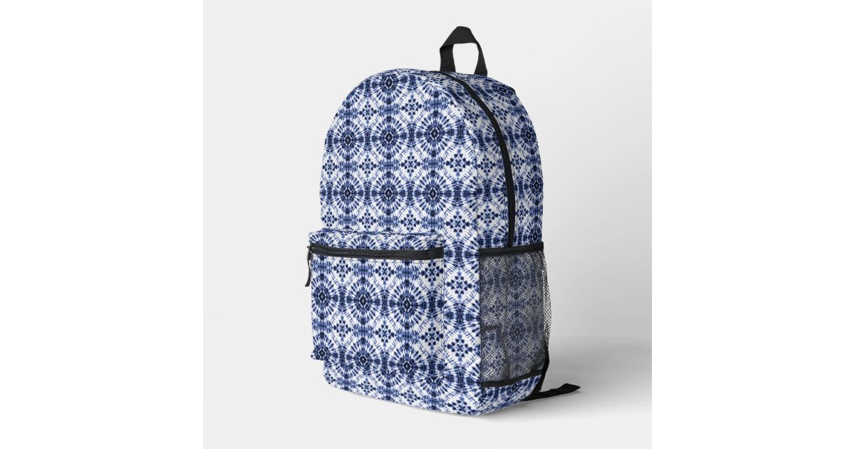 Dark Blue Tie Dye Pattern Printed Backpack | Zazzle