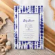 Dark Blue Tie Dye Shibori Indigo Baby Shower Invitation | Zazzle