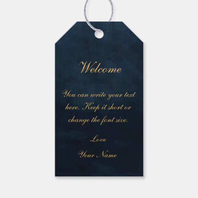 Dark blue watercolor welcome gift tags | Zazzle