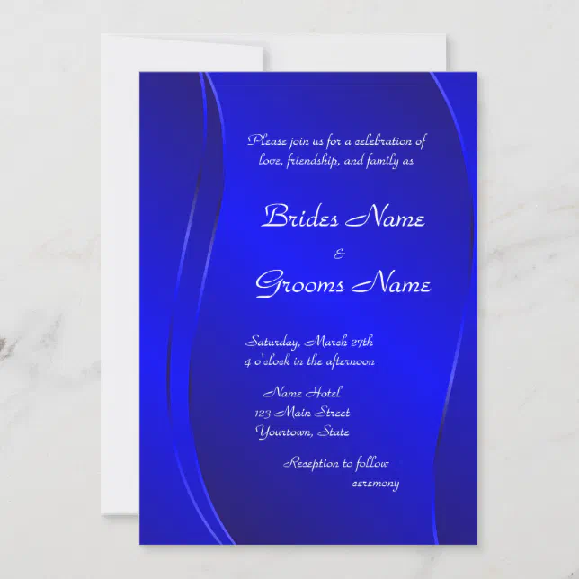 Dark Blue Wedding Invitation | Zazzle