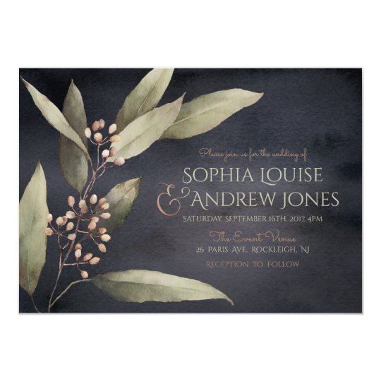 Dark botanical greenery vintage rustic wedding invitation | Zazzle.com