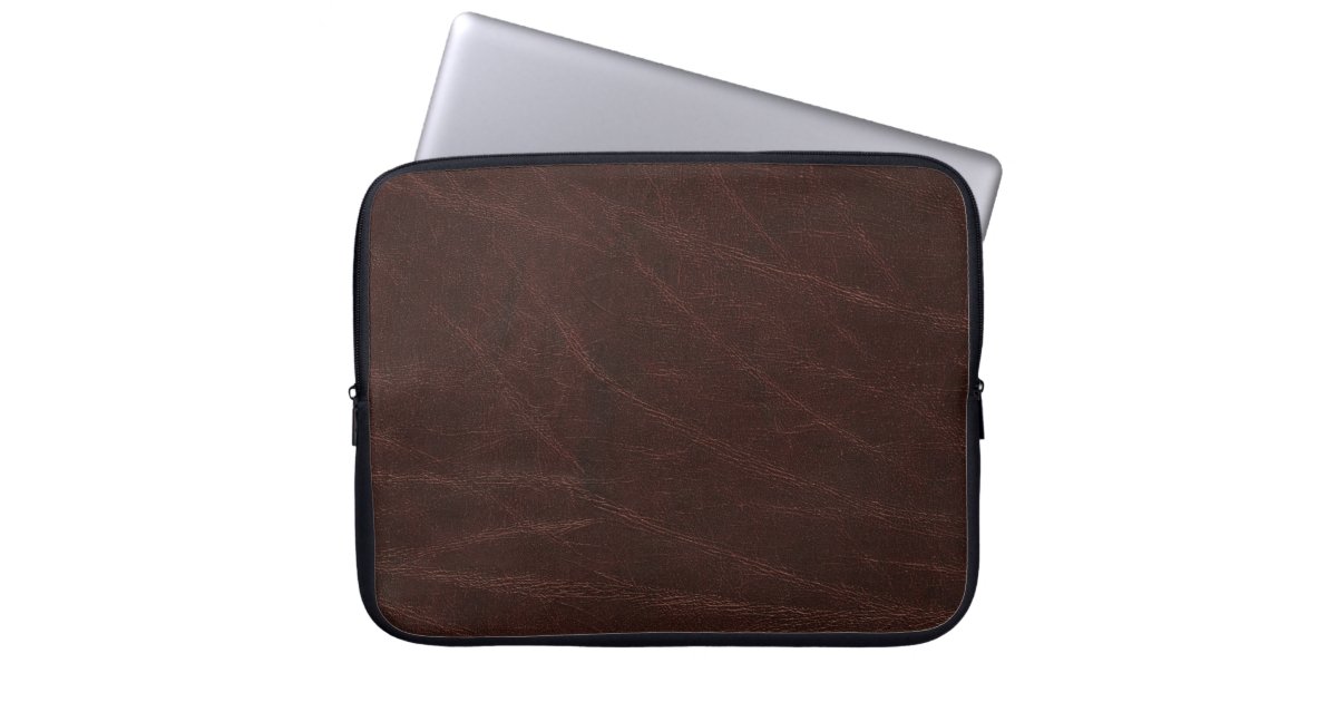 Dark Brown Leather Laptop Sleeve | Zazzle