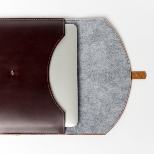 Dark Brown Leather Monogrammed 13" Laptop Sleeve | Zazzle