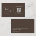 Dark Brown QR Code Thank You Card Discount Code | Zazzle