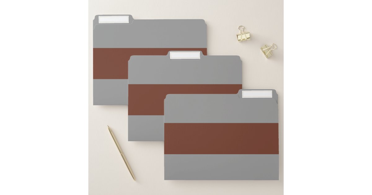 Dark Brown Red and Grey Simple Extra Wide Stripes File Folder | Zazzle