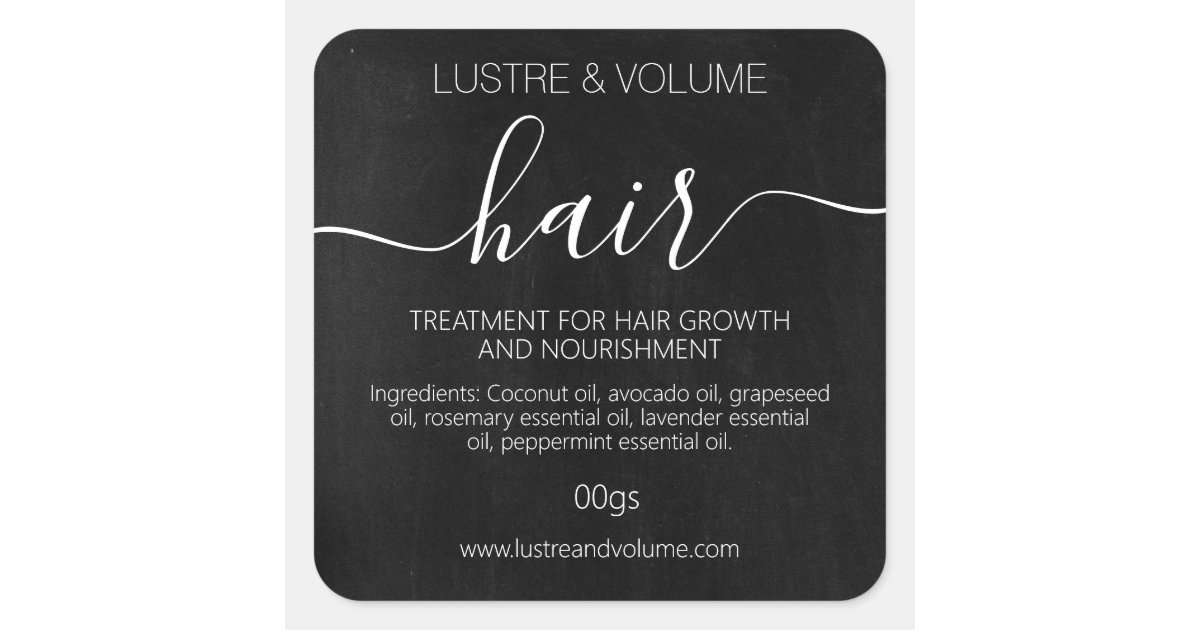 Dark Chalkboard Hair Handmade Treatment Mask Square Sticker | Zazzle