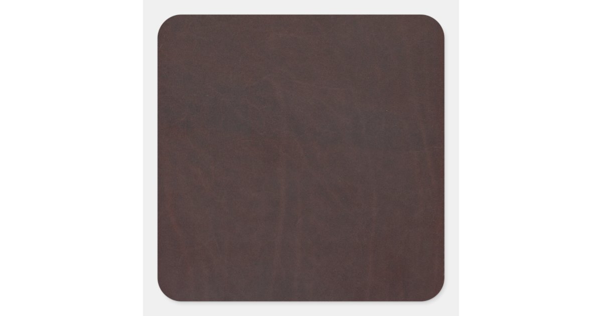 Dark Chestnut Brown Faux Leather Square Sticker | Zazzle