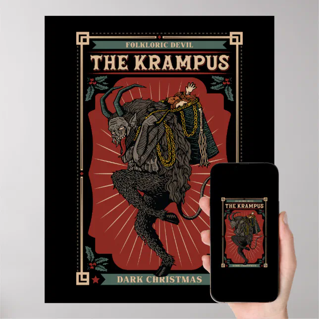 Dark Christmas Folkloric Devil Krampus Bag of Toys Poster | Zazzle