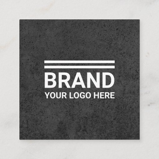Dark concrete custom logo modern masculine square business card | Zazzle