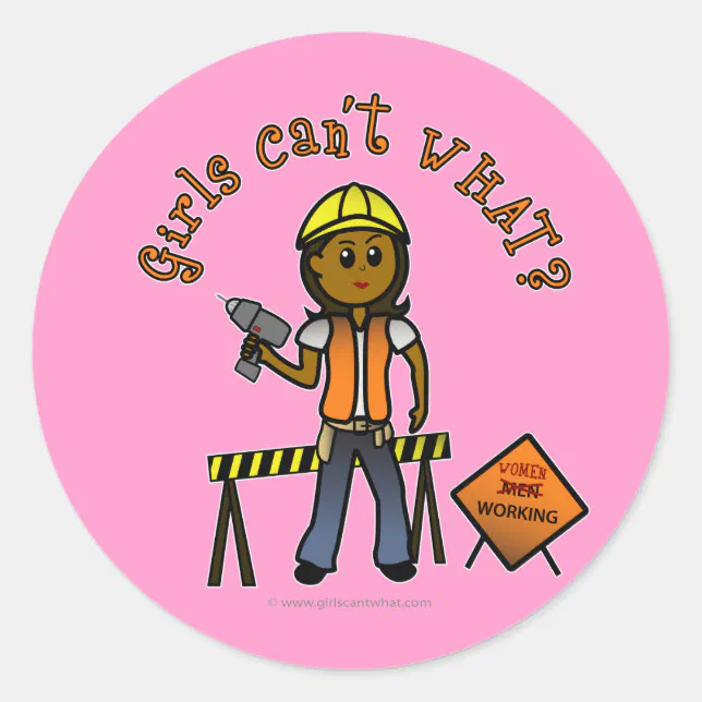 Dark Construction Girl Classic Round Sticker | Zazzle