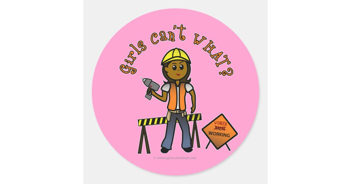 Dark Construction Girl Classic Round Sticker | Zazzle