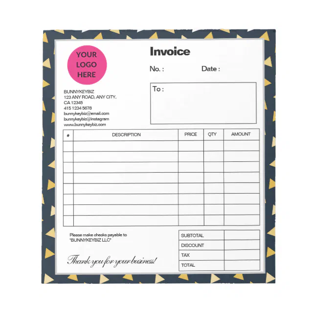 Dark Cyan Confetti Company Business Shop Invoice Notepad | Zazzle
