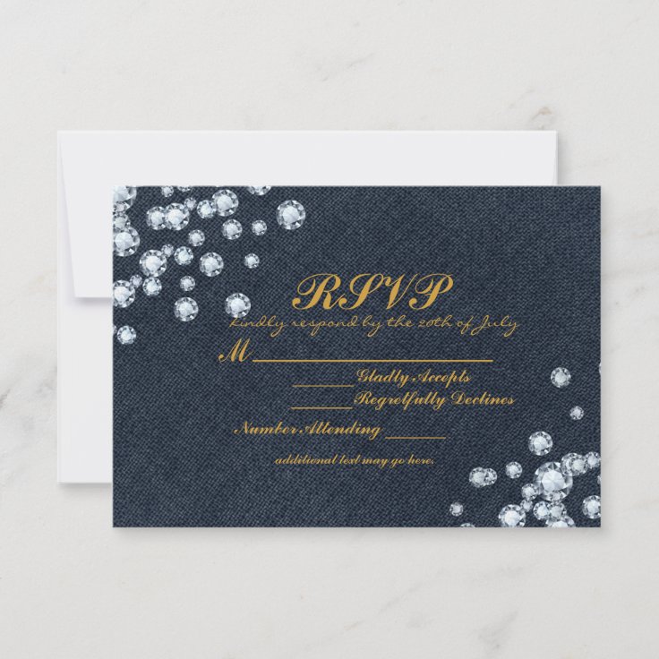 Dark Denim & Diamonds Birthday Party RSVP Card | Zazzle