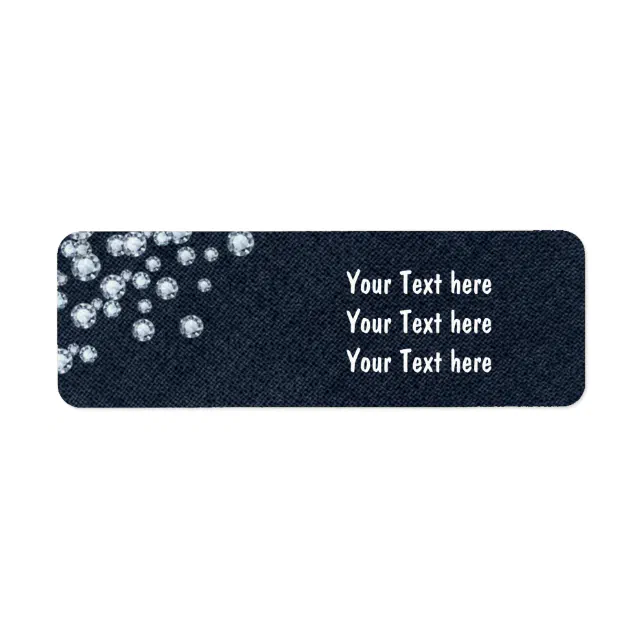 Dark Denim & Diamonds Glam Party Address Labels | Zazzle