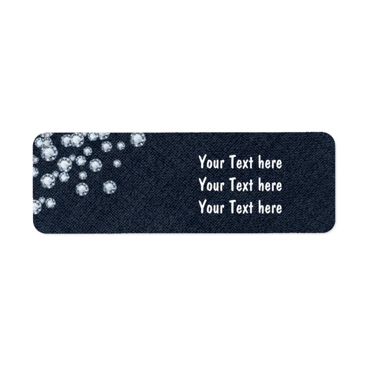 Dark Denim & Diamonds Glam Party Address Labels | Zazzle