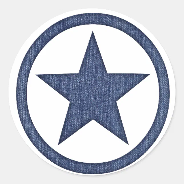 Dark Denim Fabric Western Star Badge Stickers | Zazzle