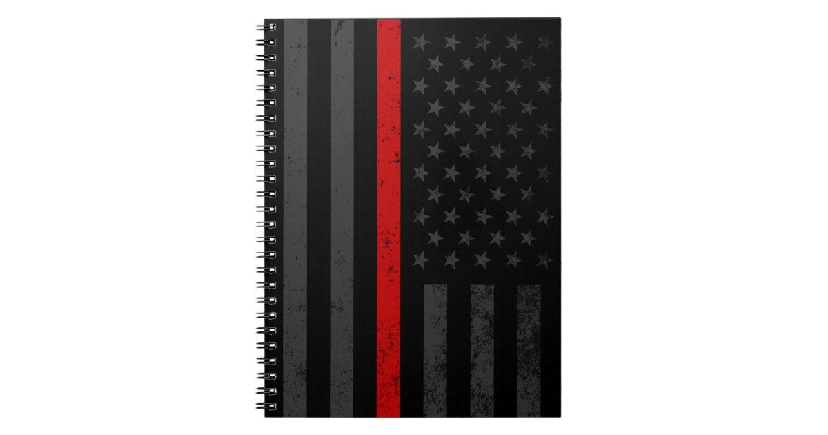 Dark Distressed Fire Fighter Flag Notebook | Zazzle