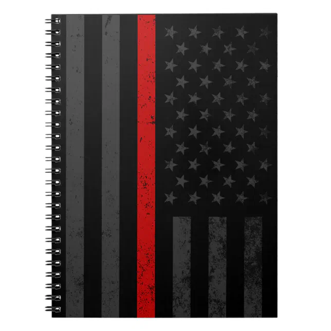 Dark Distressed Fire Fighter Flag Notebook | Zazzle
