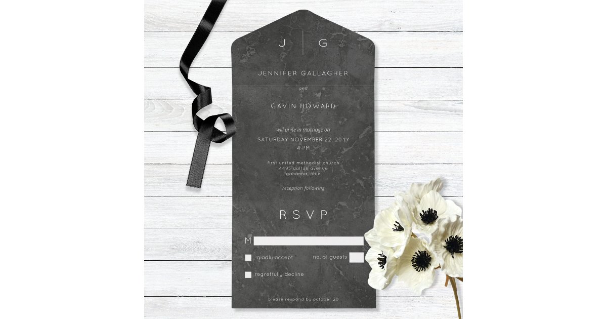 Dark Elegant Minimal Modern No Dinner All In One Invitation | Zazzle