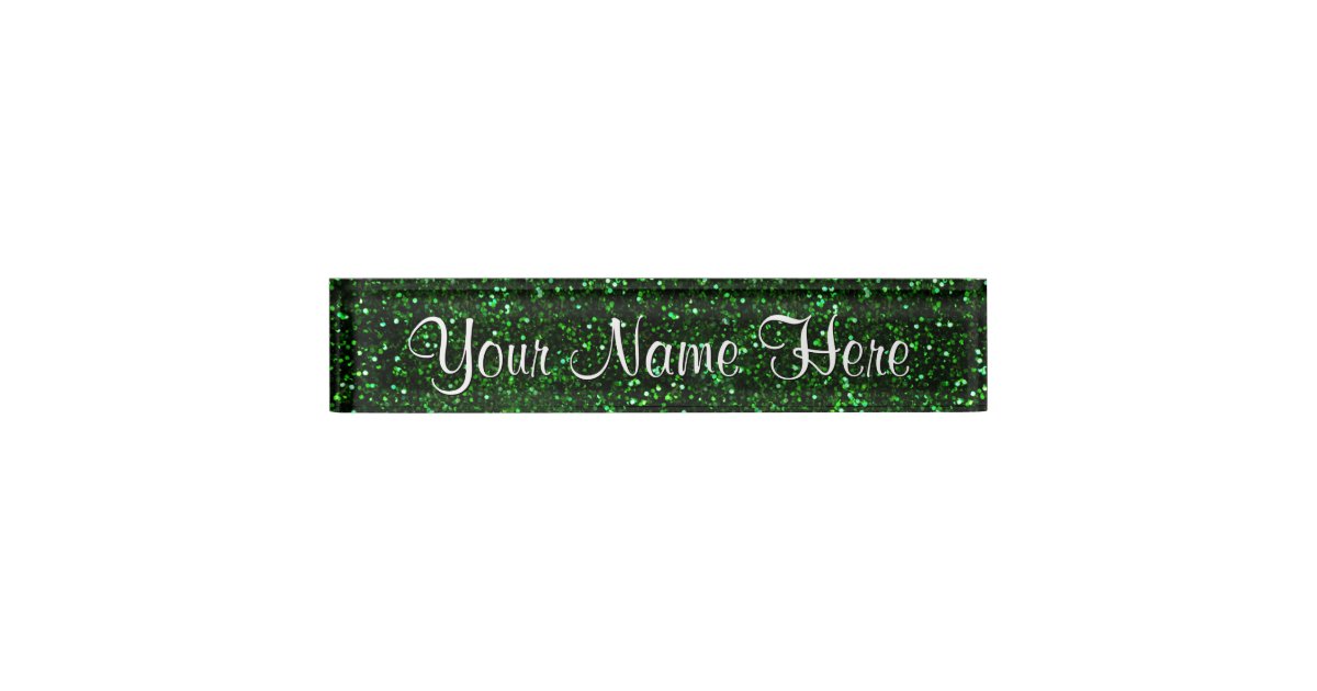 Dark Emerald Green Glitter Name Plate | Zazzle