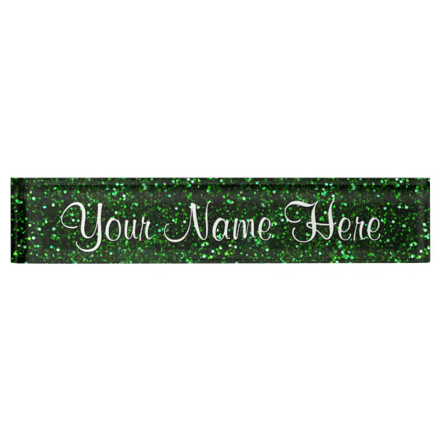 Dark Emerald Green Glitter Name Plate | Zazzle