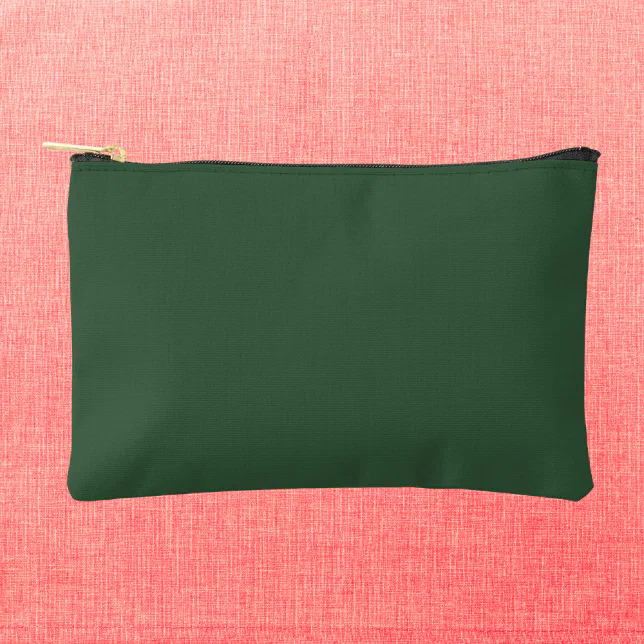 Dark Emerald Green Solid Color Accessory Pouch | Zazzle