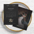 Dark Faded Photo Gold Ampersand & Calendar Wedding Save The Date | Zazzle