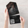Dark Faded Photo Modern Minimalist QR Code Wedding All In One ...