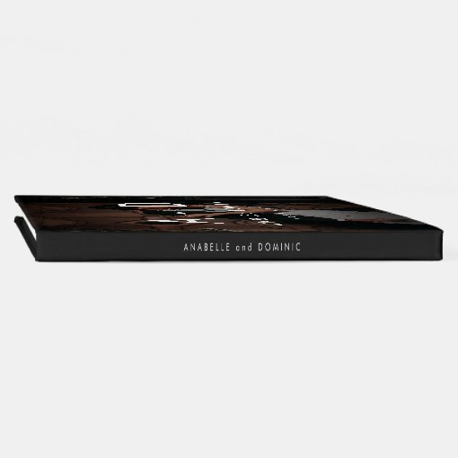 Dark Fading Photo & Monogram Elegant Black Wedding Guest Book | Zazzle