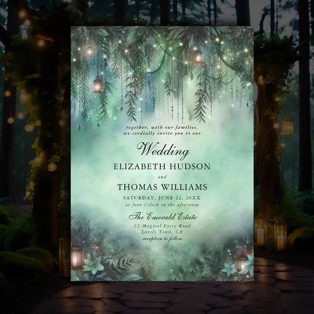 Dark Fairytale Wedding Enchanted Forest Theme Invitation | Zazzle