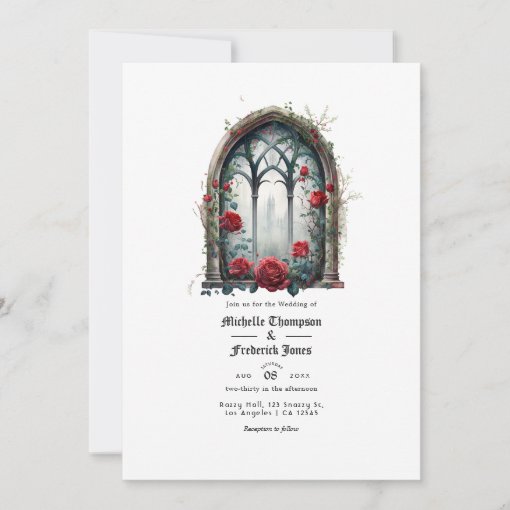Dark Fantasy Castle Window Gothic Wedding QR Code Invitation | Zazzle