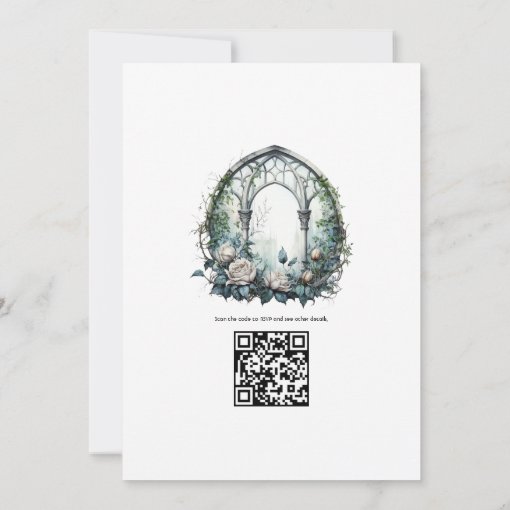 Dark Fantasy Castle Window Gothic Wedding QR Code Invitation | Zazzle