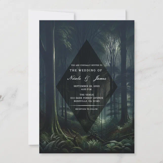 Dark Forest at Twilight Wedding Invitation | Zazzle