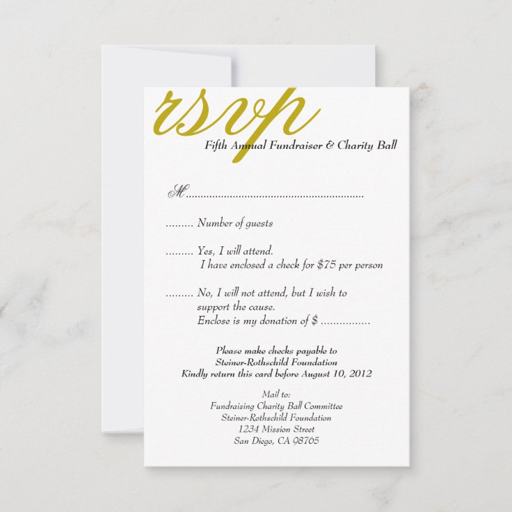 Dark gold gala formal event elegant RSVP response | Zazzle