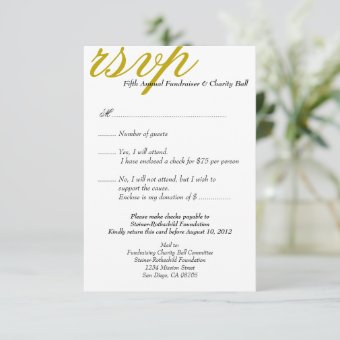Dark gold gala formal event elegant RSVP response | Zazzle