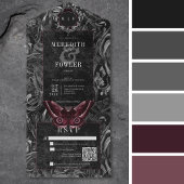 Dark Gothic Black & Gray Filigree Moth QR Code All In One Invitation ...