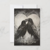 Dark Gothic Black & Tan Raven Script Wedding Thank You Card | Zazzle