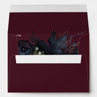 Dark Gothic Floral Burgundy Wedding Envelope | Zazzle