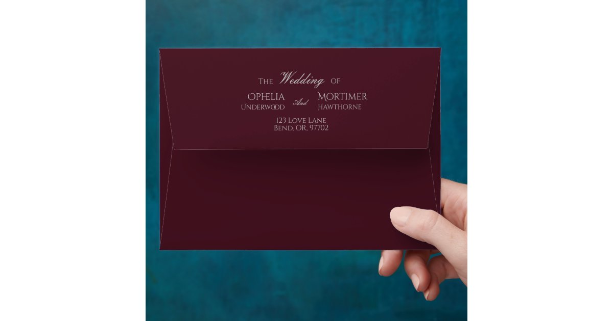 Dark Gothic Floral Burgundy Wedding Envelope | Zazzle