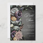 Dark Gothic Mysterious Muted Floral Blur Shower Invitation | Zazzle